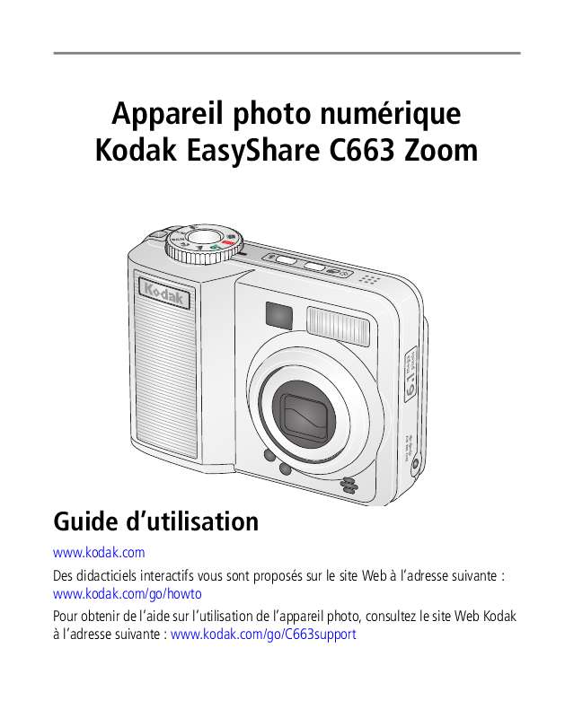 Notice KODAK EASYSHARE C663 - appareil photo Trouver une solution à un problème KODAK EASYSHARE ...
